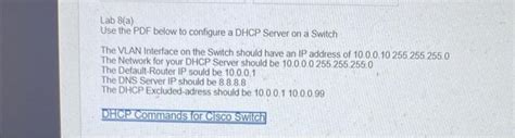 Solved Lab 8(a) Use the PDF below to configure a DHCP Server | Chegg.com