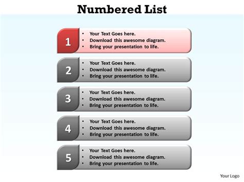 Numbered List PowerPoint Slide Templates PowerPoint Presentation Slides Template PPT