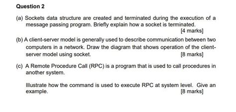 Solved A Sockets Data Structure Are Created And Terminated