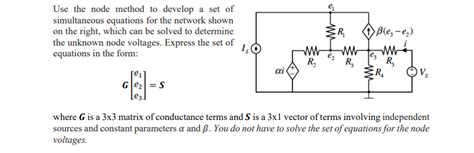solved use the node method to develop a set of simultaneous