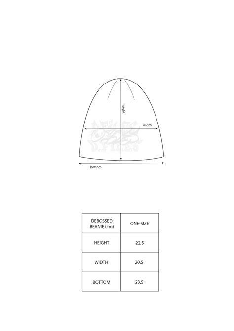 Size Chart Debossed Beanie O Files