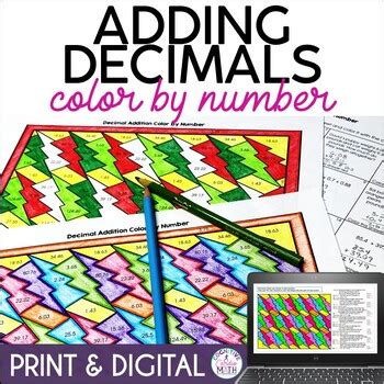 Adding Decimals Color By Number Distance Learning TpT