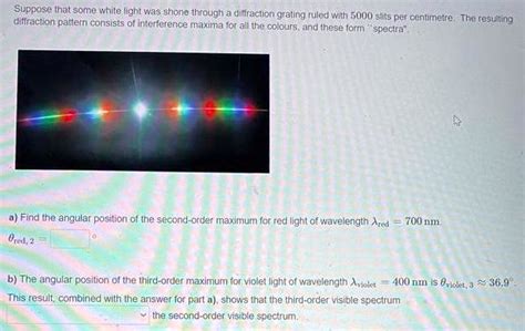 Solved Suppose That Some White Light Was Shone Through A Diffraction Grating Ruled With 5000