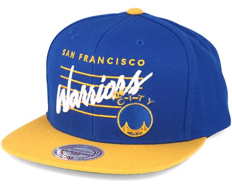 Golden State Warriors Cursive Script Logo Blue Snapback Mitchell