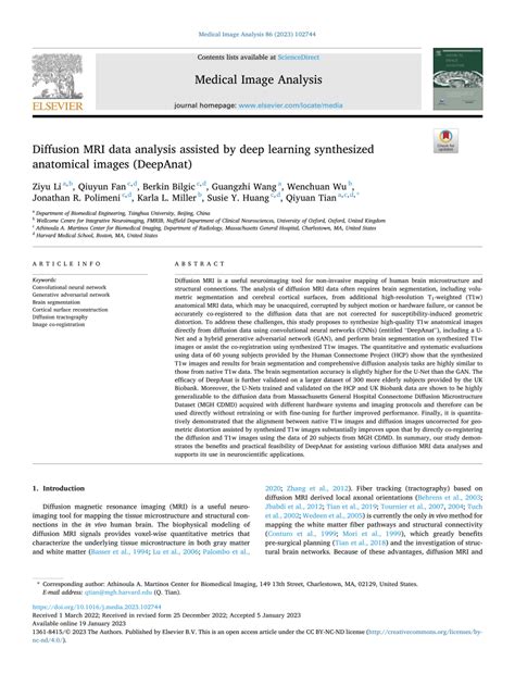 Pdf Diffusion Mri Data Analysis Assisted By Deep Learning Synthesized