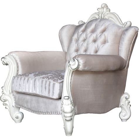 Acme Versailles Chair In Ivory Velvet And Bone White Homesquare