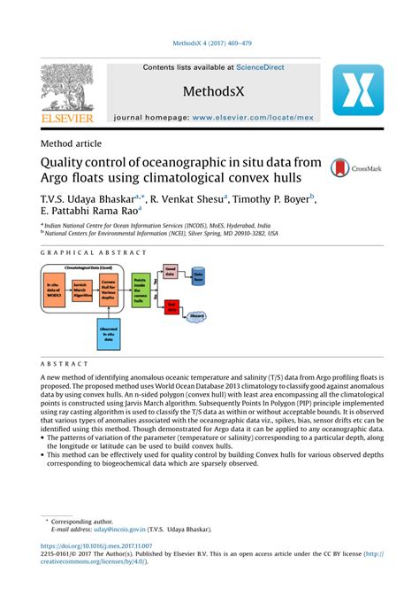 pdf quality control of oceanographic in situ data from argo floats using climatological convex
