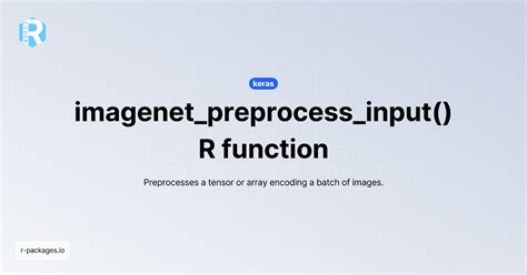Imagenetpreprocessinput R Function From Keras R Packages