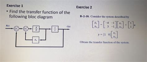 Solved Exercise Exercise Find The Transfer Function Of Chegg Com