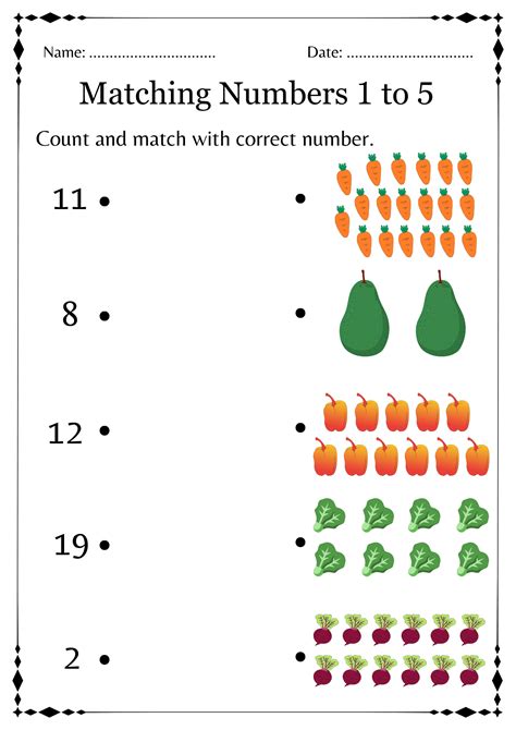 Kindergarten Count And Match Worksheets 1 20 Matching Numbers To 20