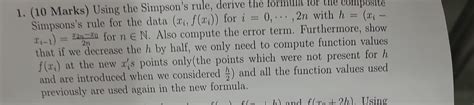 solved using the simpson s rule derive the tormula for the