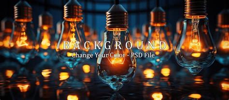 진한 파란색 배경에 전구 무료 Psd 파일