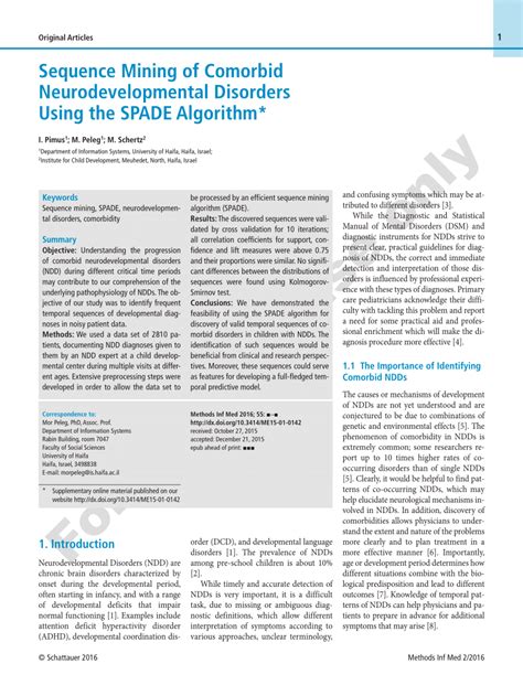 Pdf Sequence Mining Of Comorbid Neurodevelopmental Disorders Using