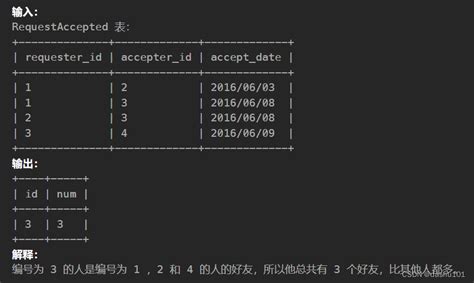 mysql实战题 编写解决方案 找出拥有最多的好友的人和他拥有的好友数目。 生成的测试用例保证拥 csdn博客