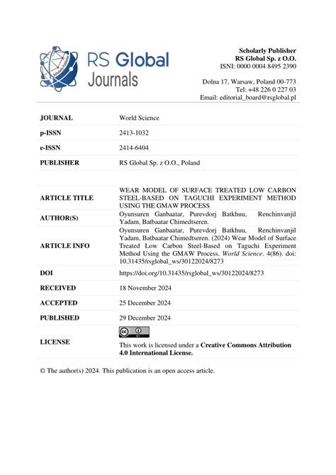 Pdf Wear Model Of Surface Treated Low Carbon Steel Based On Taguchi