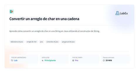 Convertir Un Arreglo De Char En Una Cadena En Java Labex