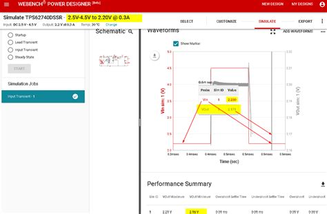WEBENCH Tools TPS Input Transient Simulation Panel Has Not Auto Filled With Updated