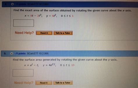 solved find the exact area of the surface obtained by