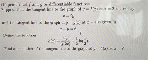 Solved 10 Points Let F And G Be Differentiable Functions