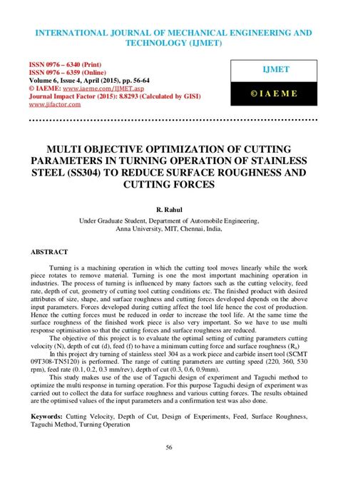 Multi Objective Optimization Of Cutting Parameters In Turning Operati…