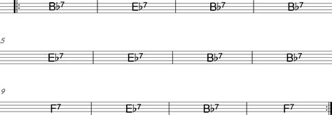 12 Bar Blues In Bb B Flat Chord Chart