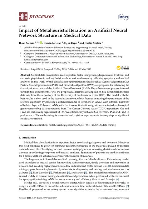 Pdf Impact Of Metaheuristic Iteration On Artificial Neural Network