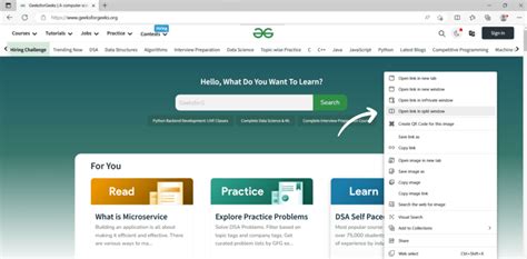 how to use split screen in microsoft edge geeksforgeeks
