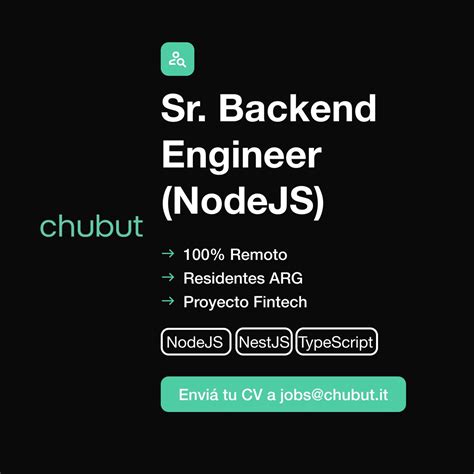 Backenddeveloper Fintech Nodejs Nestjs Nodejs Backend Typescript… Chubut It