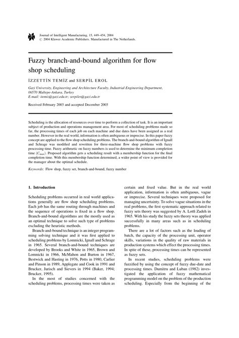 pdf fuzzy branch and bound algorithm for flow shop scheduling