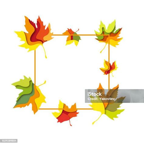 종이 단풍 모양 3d 디자인의 프레임을 잘라 엽서 배너 포스터 현수막에 대 한 글자의 템플릿 화려한 벡터 일러스트입니다 0명에