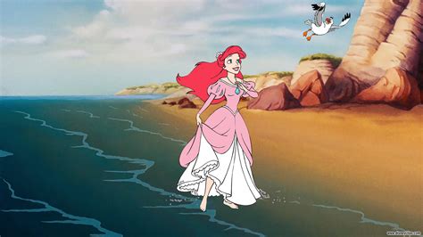 The Little Mermaid Ariel And Eric On The Beach