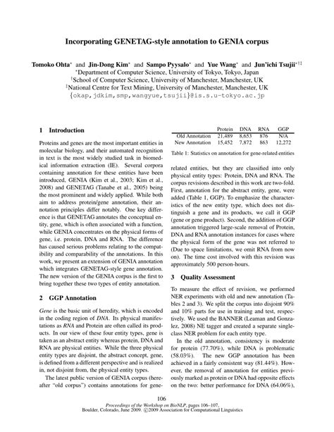 Pdf Incorporating Genetag Style Annotation To Genia Corpus