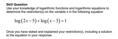 Solved Skill Question Use Your Knowledge Of Logarithmic