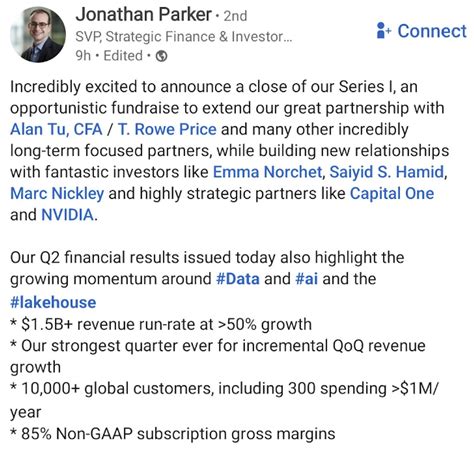 sanjeev kumar on linkedin snowflake databricks