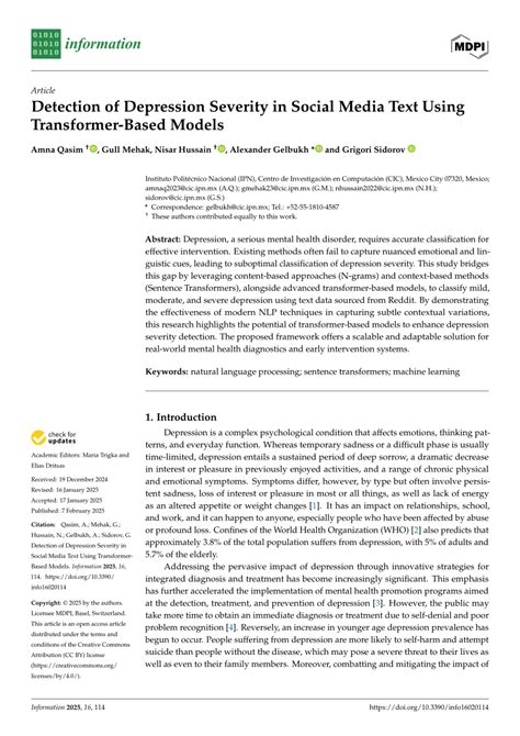 Pdf Detection Of Depression Severity In Social Media Text Using Transformer Based Models