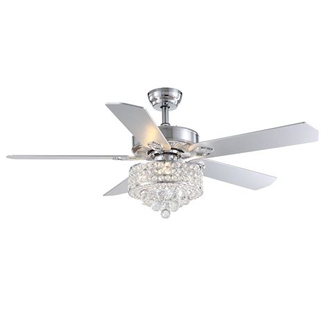 5 Blade Luxury Crystal Ceiling Fan With Remote Control Sofary