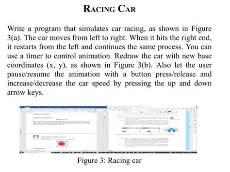 solved racing car write a program that simulates car racing