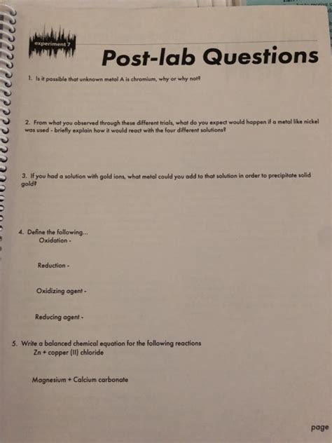 solved post lab questions 1 is it possible that unknown