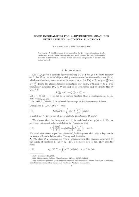 Pdf Some Inequalities For F Divergence Measures Generated By 2n