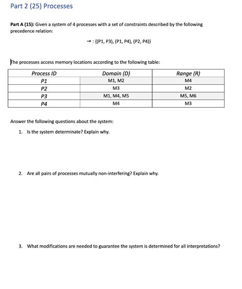 Solved Part 2 25 Processes Part A 15 Given A System Of