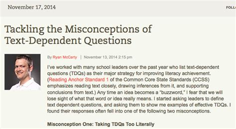Tackling The Misconceptions Of Text Dependent Questions The Great Books Foundation