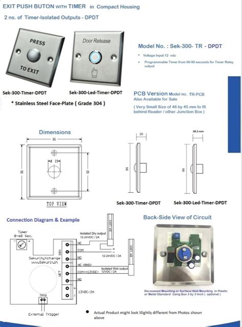 Exit Button With Timer LED SEK 300 LED Timer DPDT At 880 Piece In Gurgaon