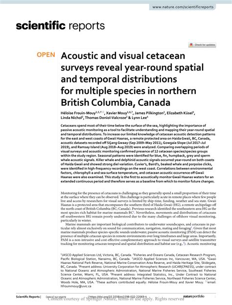 Pdf Acoustic And Visual Cetacean Surveys Reveal Year Round Spatial