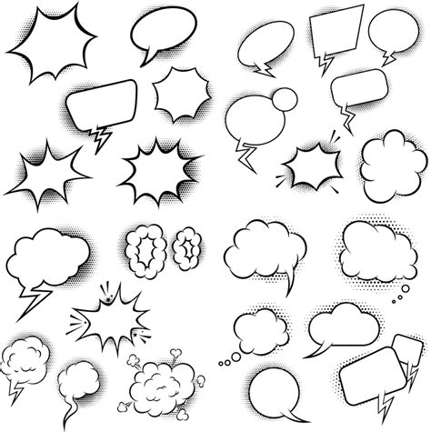 빈 만화 스타일 연설 거품 세트 전단 레트로 세트 Png 일러스트 및 벡터 에 대한 무료 다운로드 Pngtree