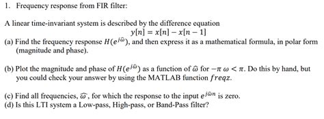 Solved Frequency Response From FIR Filter A Linear Chegg