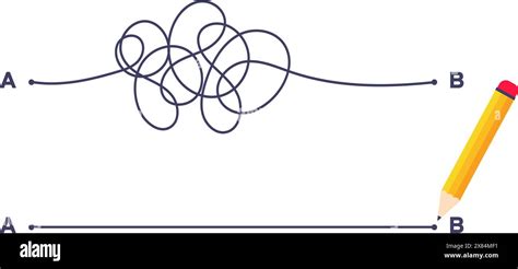 Complex And Easy Simple Way From Point A To B Vector Illustration