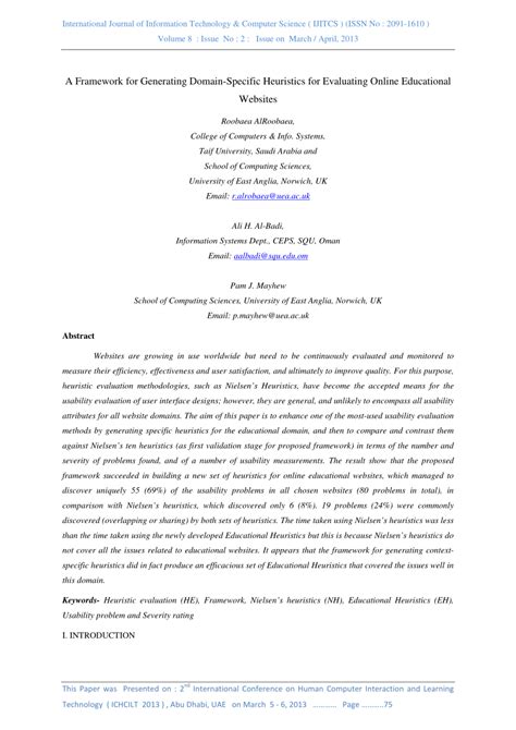 Pdf A Framework For Generating Domain Specific Heuristics For