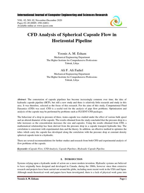 Cfd Analysis Of Spherical Capsule Flow In Horizontal Pipeline Pdf