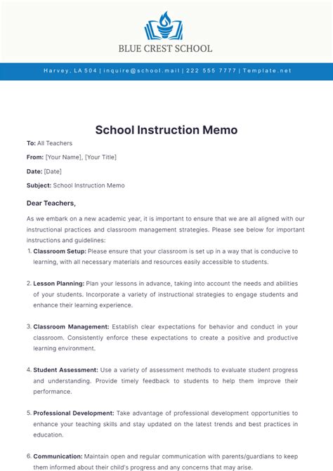 Free School Memo Templates And Examples Edit Online And Download