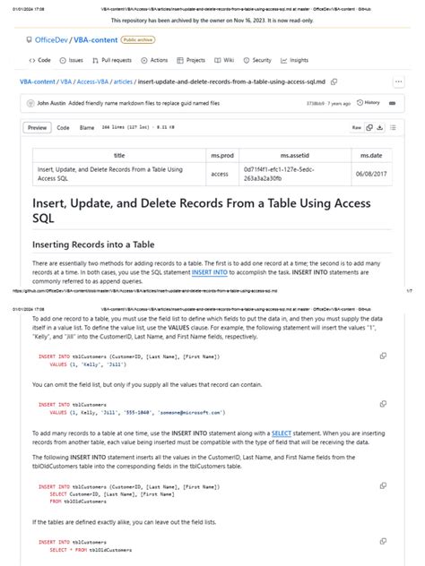 Insert Update And Delete Records From A Table Using Access Sql Pdf Table Database Sql